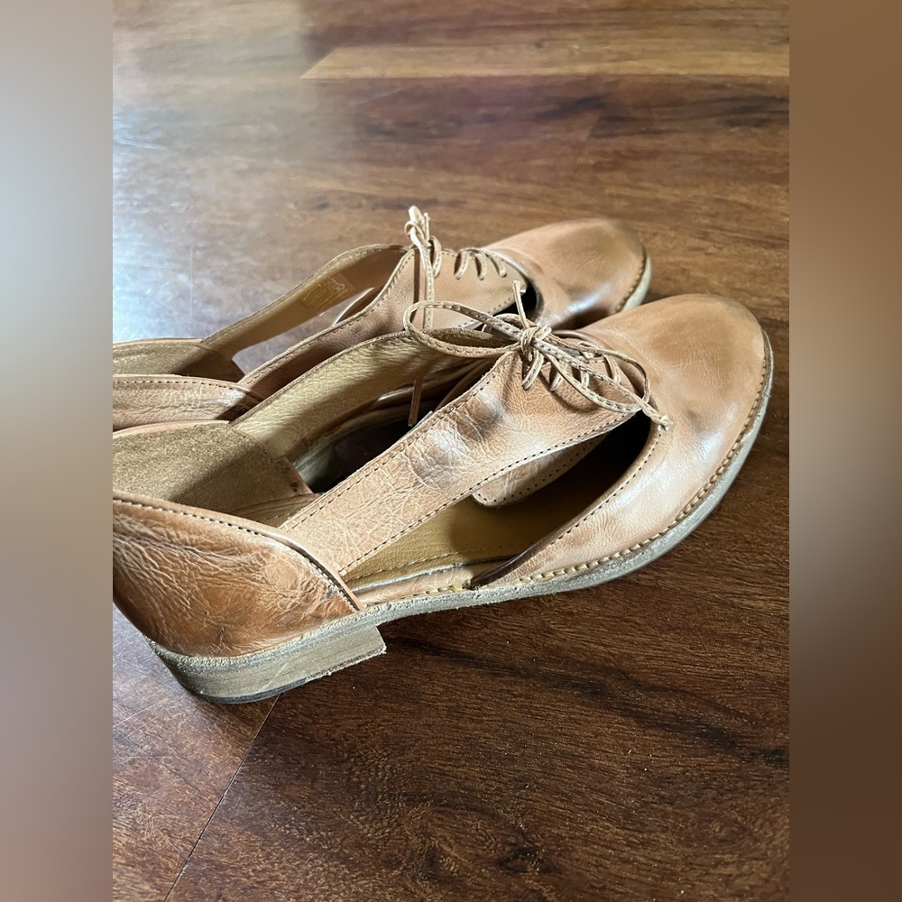 Allsaints Tan Distressed Oxford Cutout Shoes Lace Up … - Gem